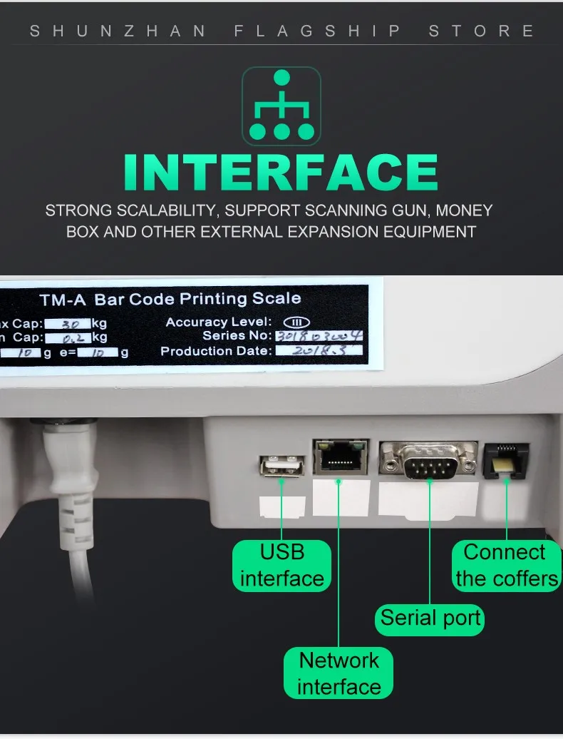 30kg Tm-a Series Electronic Barcode Label Printing Scales With Receipt ...
