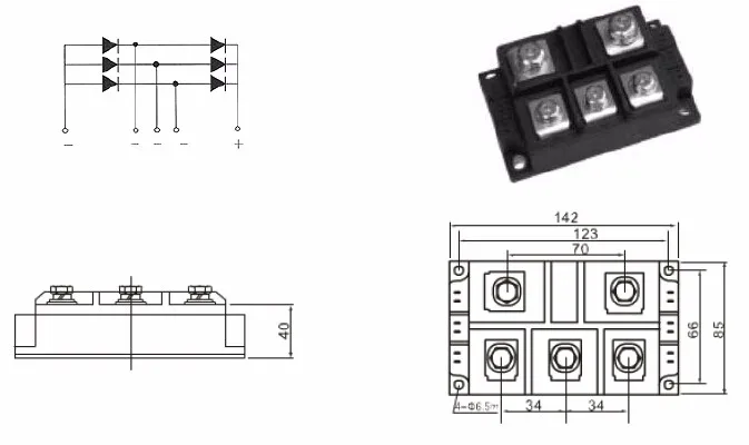 MDS500-2200V Rectifier Bridge - Three Phase Power Supply
