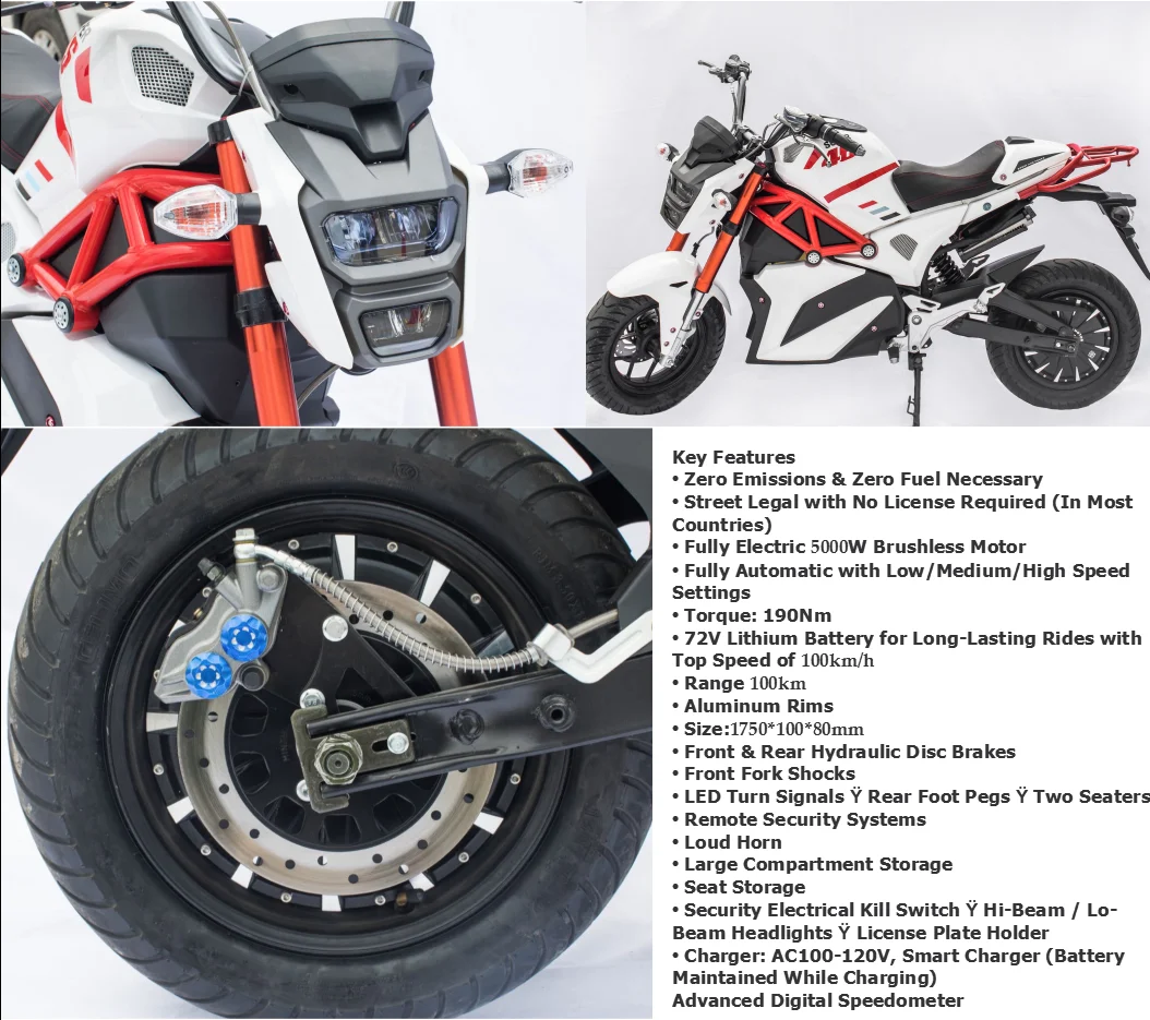 2000w~5000w 72v 32ah/50ah Sports Electric Motorcycle With Eec - Buy ...