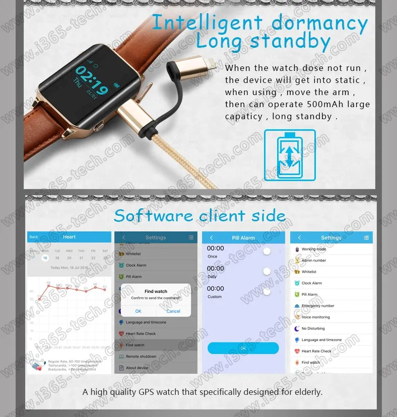 A16 China Manufactory Elderly SOS Panic Button Watch GPS Tracker