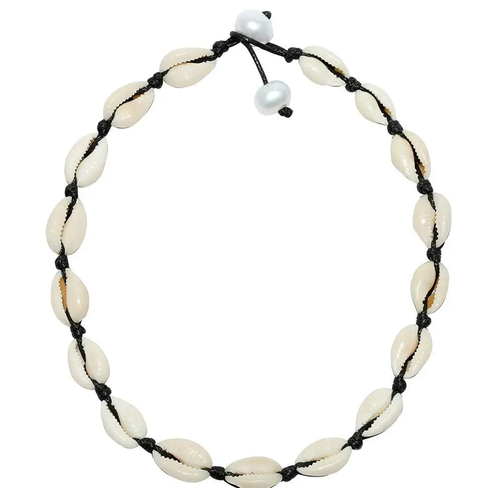 Shell Choker Necklaces Bohemia Cowrie Shell Necklaces Beaded Seashell ...