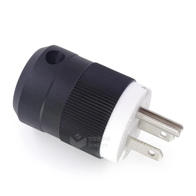 USA 3-Prong Male AC Plug - Nema 5-15P, 15A, 125V, UL Listed