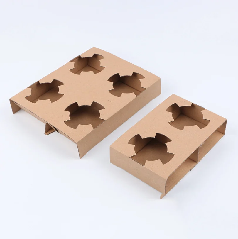 고품질 마분지 2 Pcs 팩 용량 음료 커피 크래프트 종이 홀더 트레이 컵 캐리어