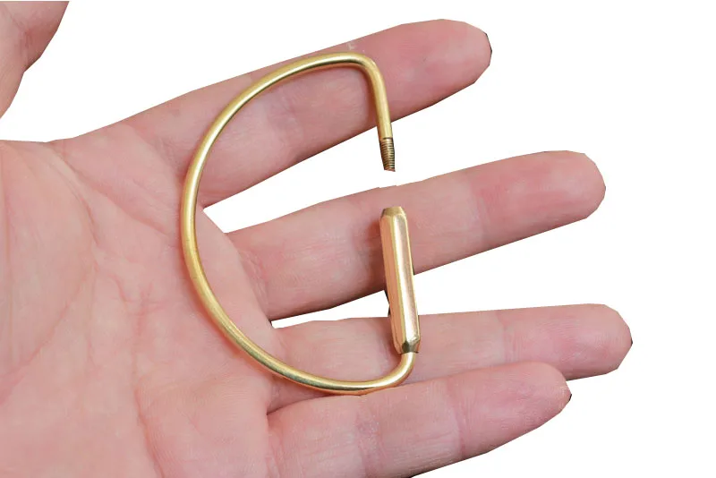 Letter D Shape Gold Durable Brass Screw Lock Clip Key Chain Holder Ring ...