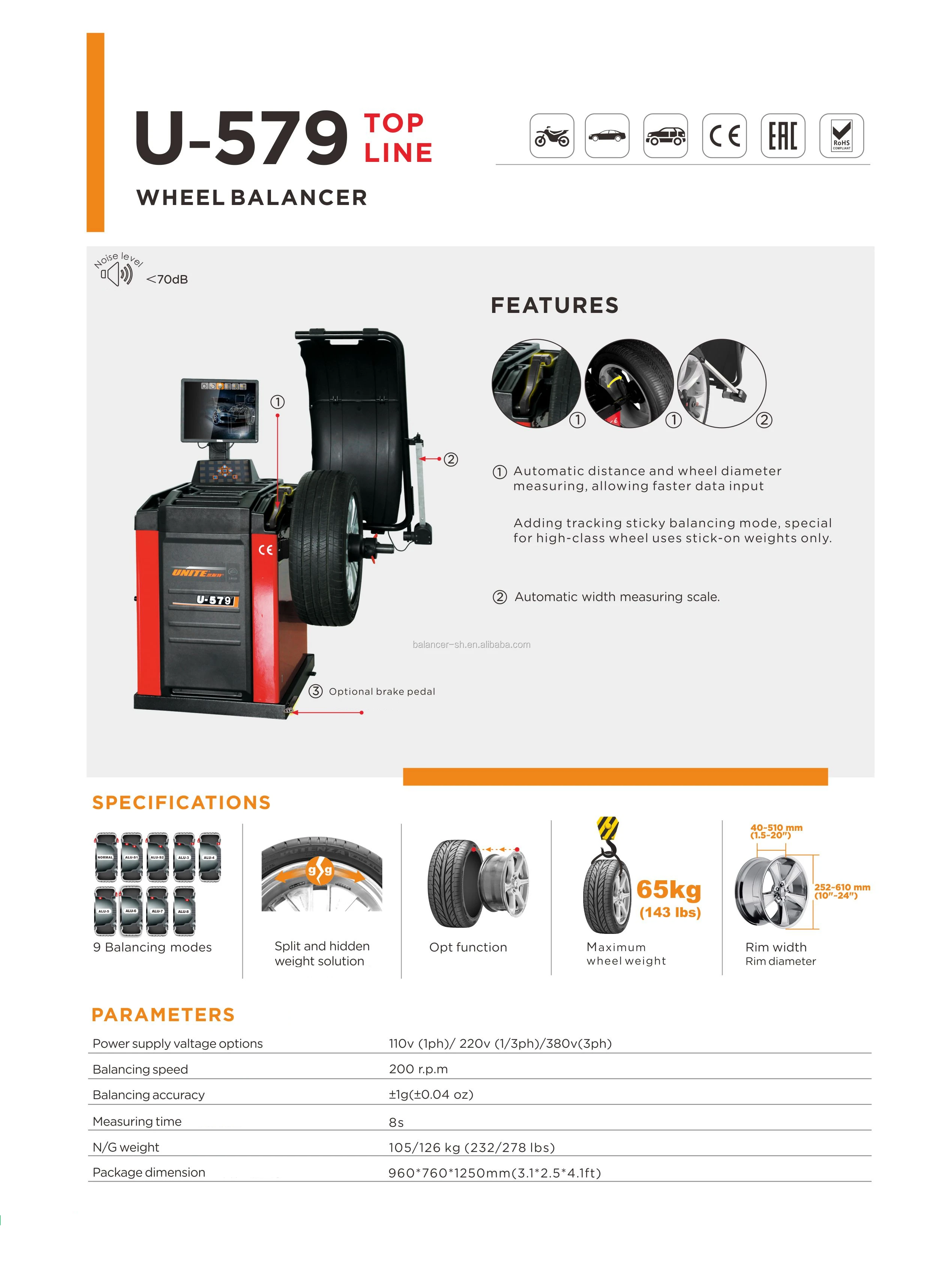 Unite Car Wheel Balancer U-579 Top Line Laser Pointer 3d Tire Balancing ...