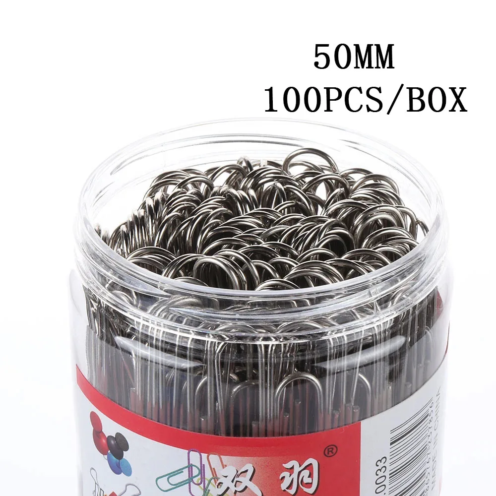 50mm Paper Clips Metal 100pcs Silver Memo Clips For Office Stationery ...