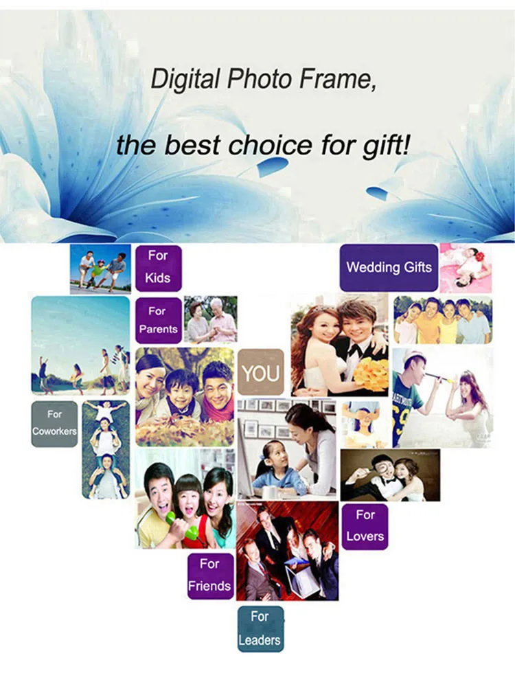 Media Player Gif Digital Photo Frame Lcd 7 Inch Music Speaker Picture ...