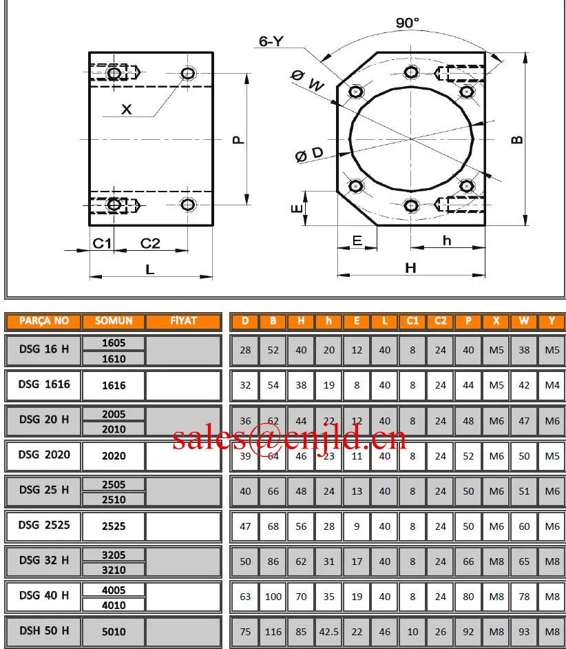 DSG16H Nut Housing Block for Ball Screw SFU1605 SFU1610
