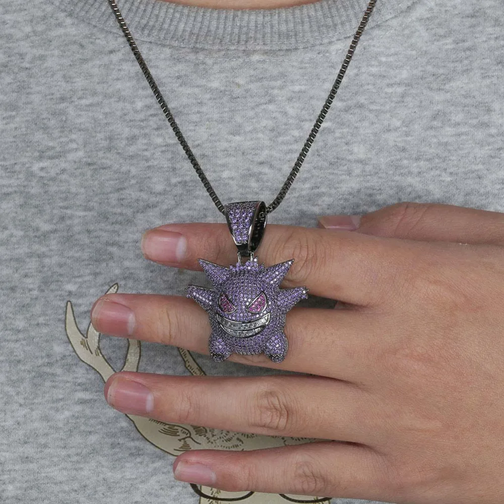 Hip Hop Jewelry Mask Gengar Cartoon Gold And Silver Filled Pendant ...