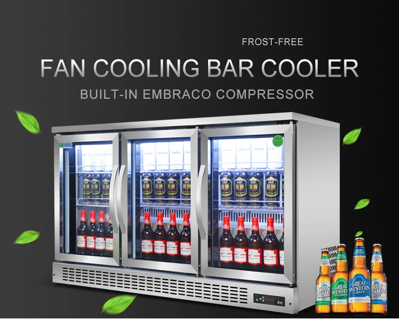 3 Doors Counter Top Beverage Fridge - Perfect for Beer Display