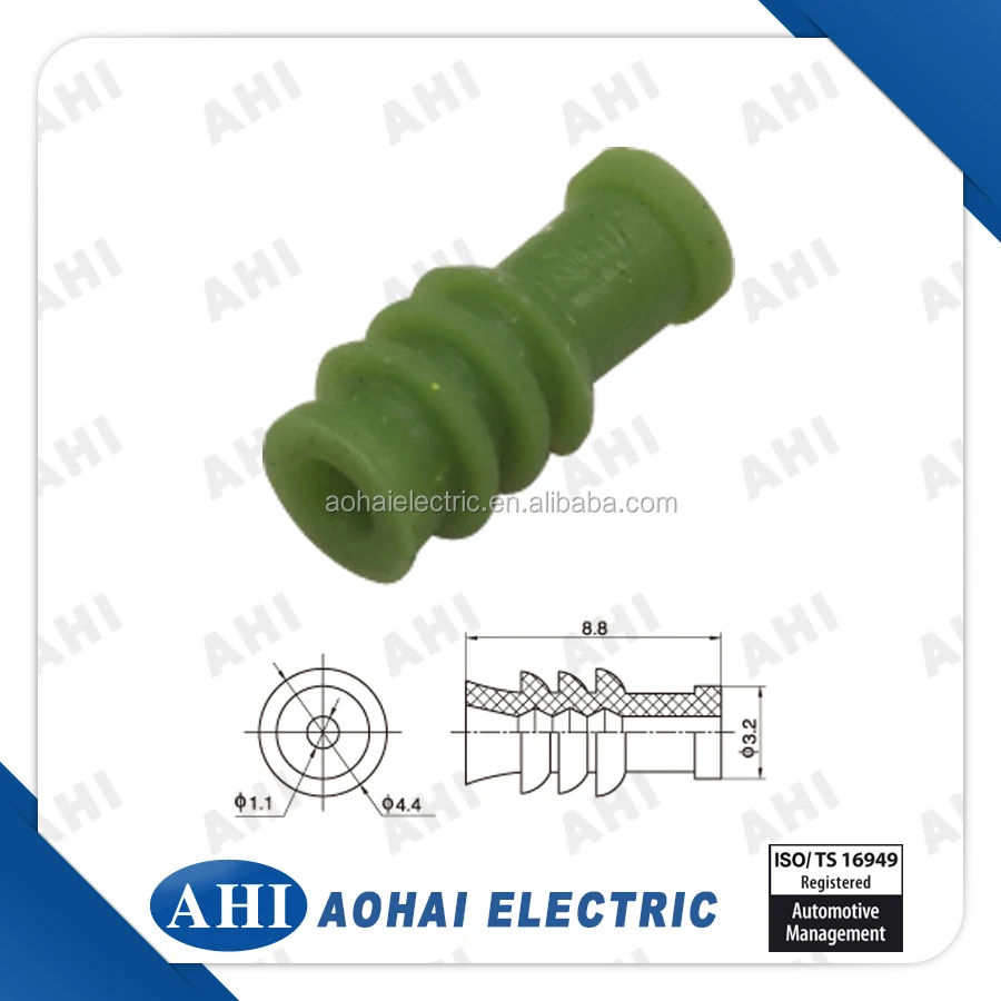 967067-1 New 5 Pin Electric Automobile Connector Green Rubber Wire Seal ...