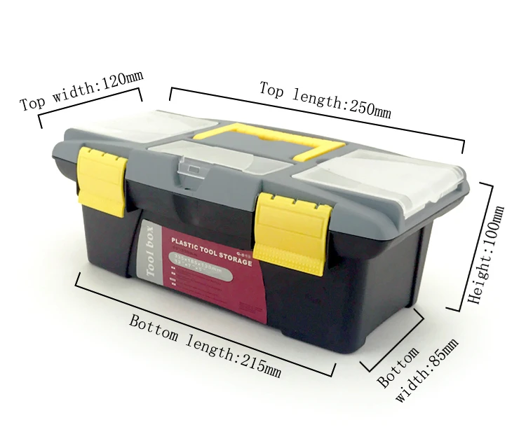 10'' Plastic Hardware Tool Box With Clear Lid Organizer Tote Tray Grey ...