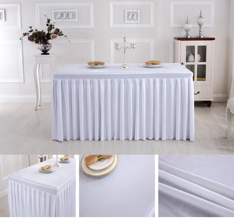 Fancy Rectangle Ruffled Velvet Table Skirt With Topper /hotel Wedding ...