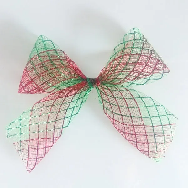 Christmas Tree Ornament Nylon Mesh Tube Ribbon Bow Knot - Buy Mesh Bow ...