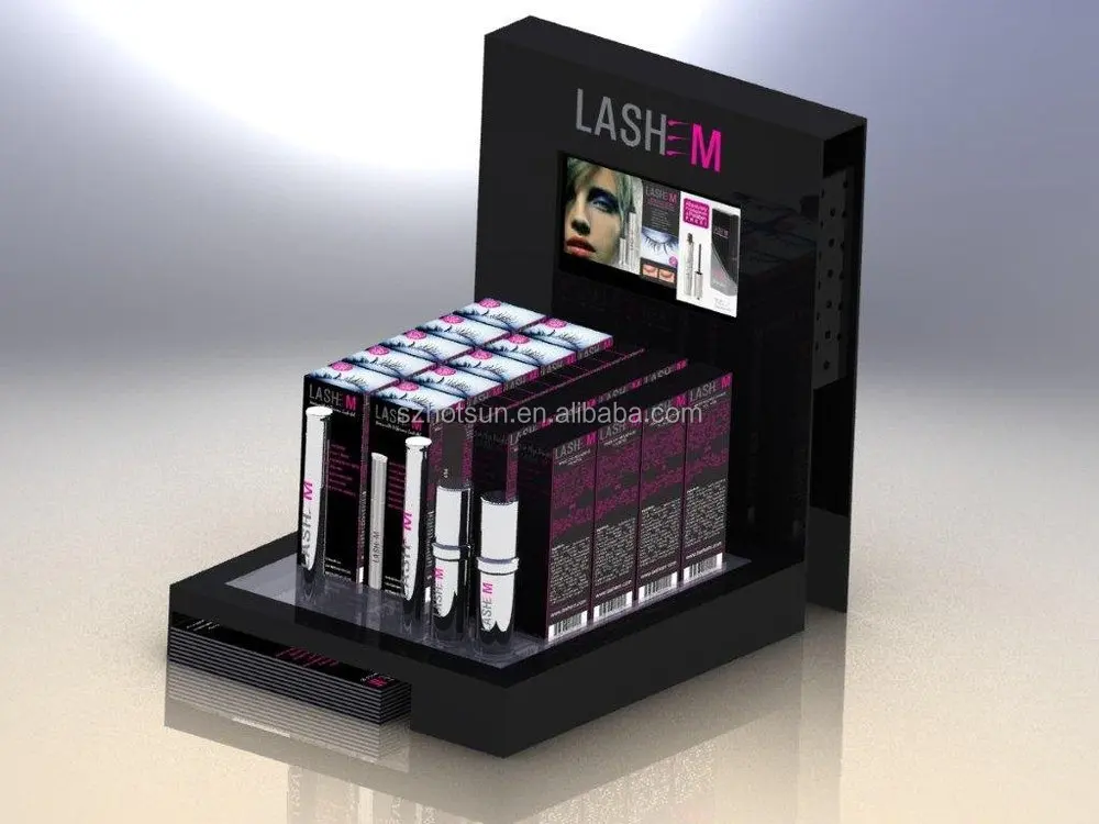 White Acrylic Counter Top Display With Lcd Display Customized Pos ...
