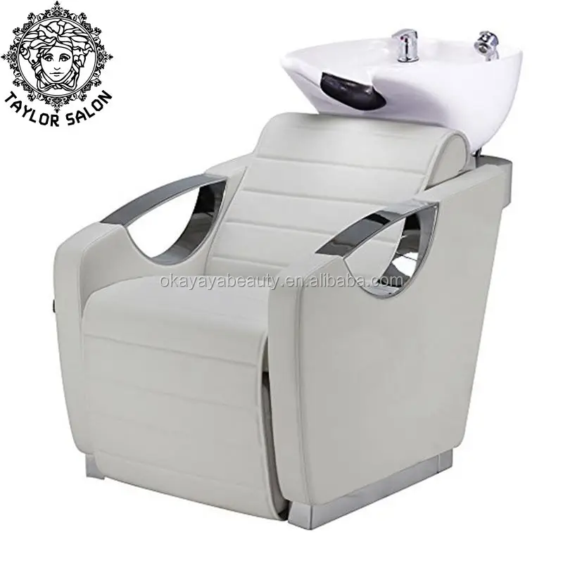 Hair Salon Washing Chair White Shampoo Station Shampoo Chairs With ...