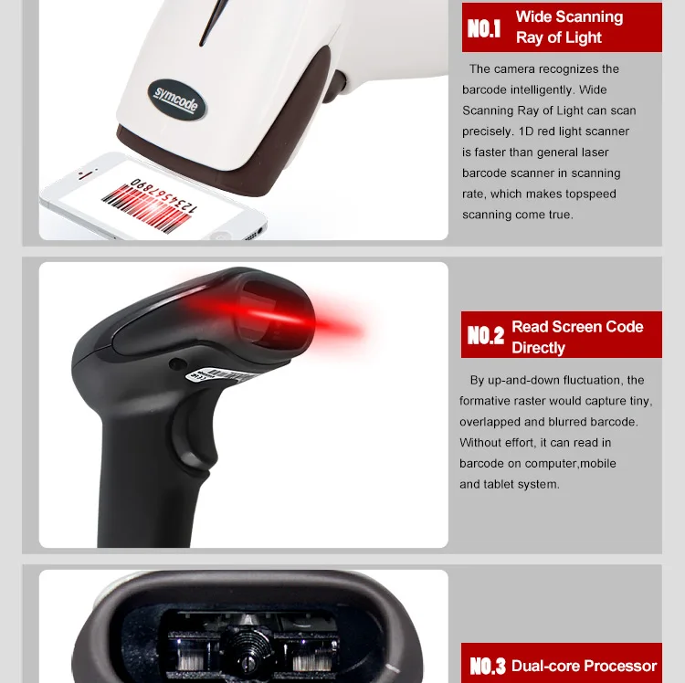 Symcode Handheld CCD 1D Barcode Scanner - Screen Scanning