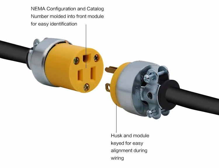 Ul Certified 15 Amp 125-volt Nema 5-15 Male And Female Industrial 3 Pin ...
