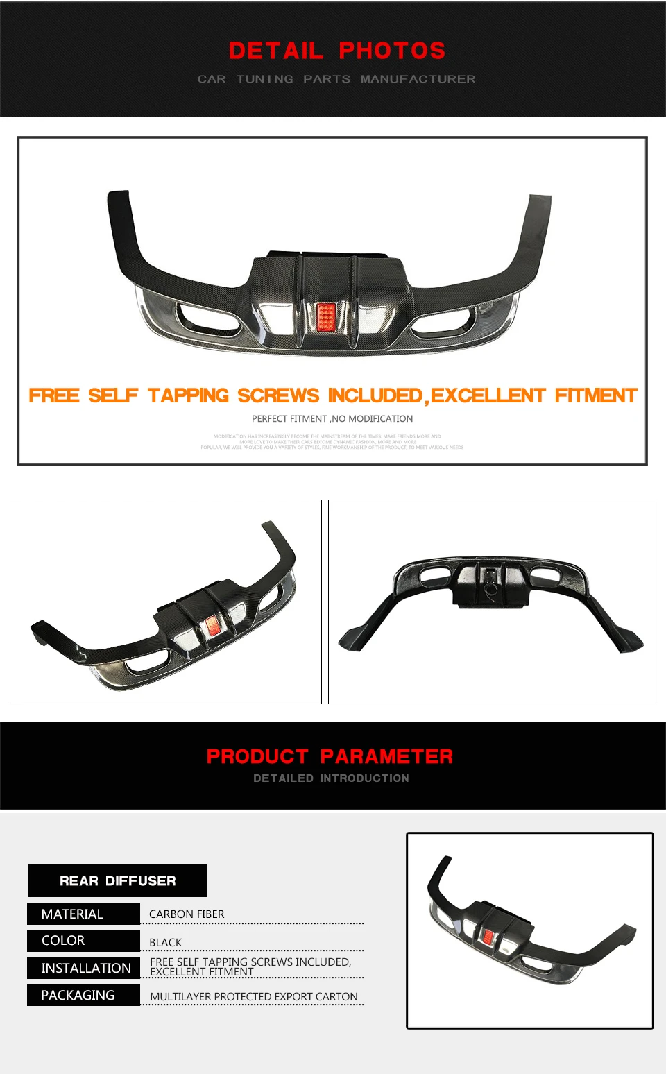 Jaguar XF 2016-2018 Carbon Fiber Rear Bumper Diffuser