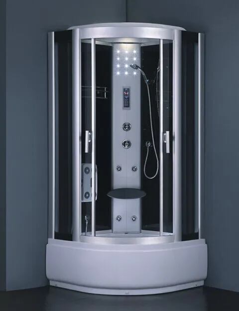 120x120 cm Hydro Massage Shower Cabin - Glass Enclosure with ABS Tray ...