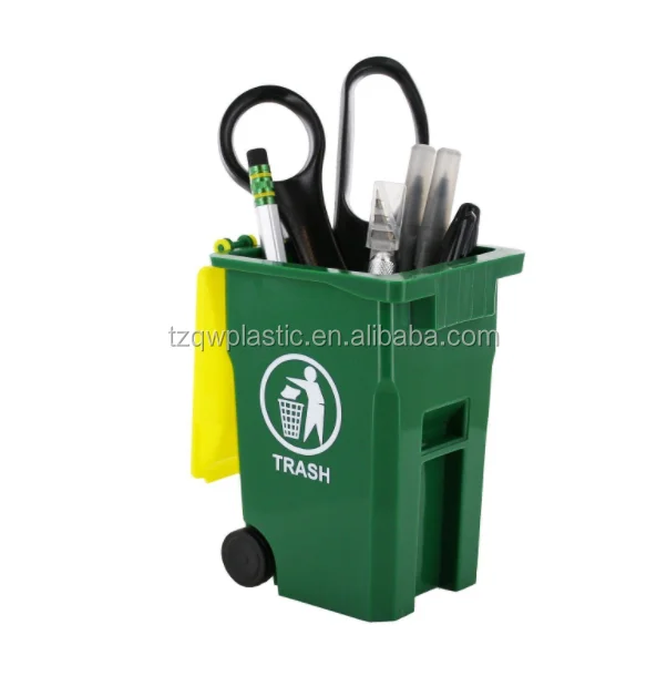 Mini Curbside Garbage Trash Bin Pen Holder & Recycle Can Set