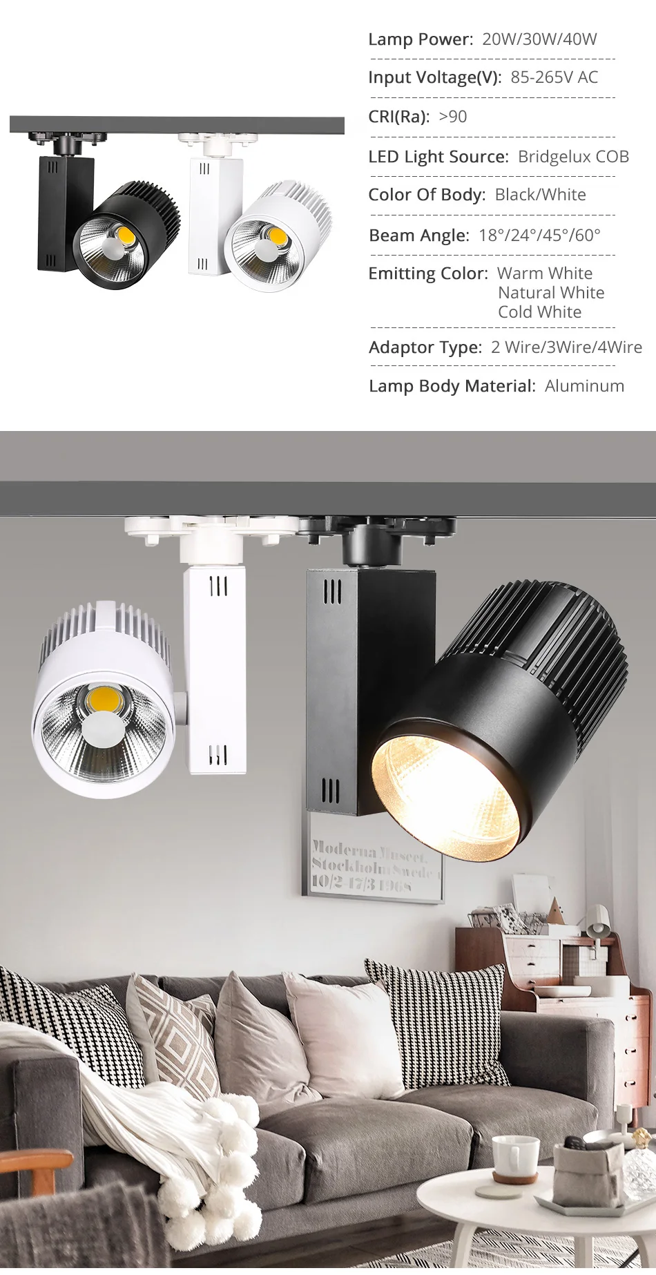 LED Linear Track Light - Adjustable Beam Angle & Efficiency