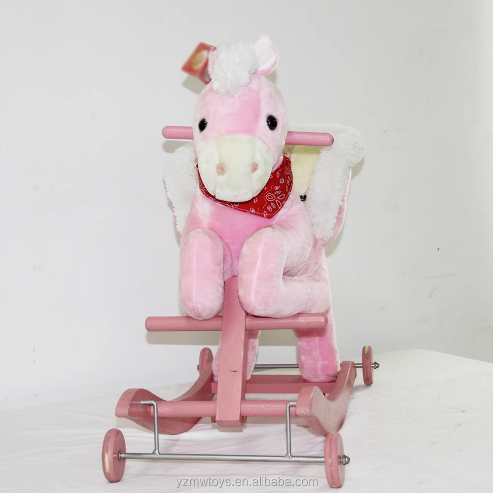Baby Toys Pink Rocking Horse With Wheels Stuffed Rocking Horse - Buy ...