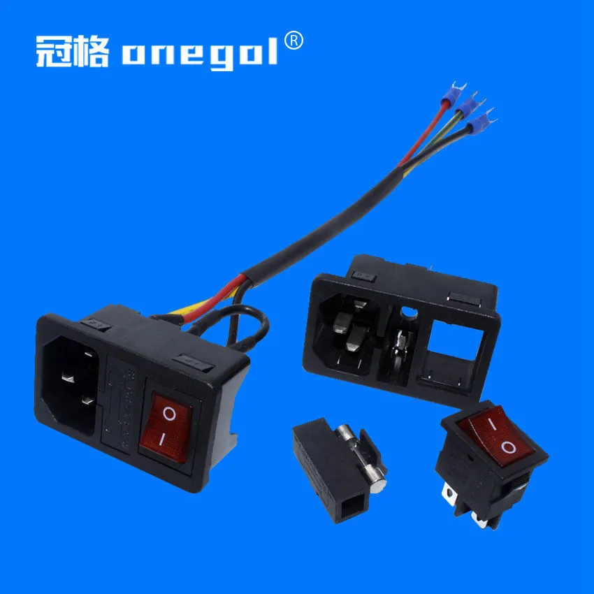 Iec320 C14 10a 250vac 3 Pin Inlet Connector Plug Power Socket With Lamp ...