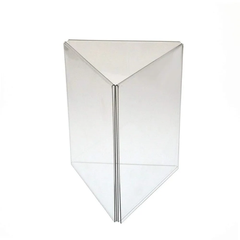 Custom Triangle Clear Acrylic Menu Holder Three Sided Acrylic Table ...