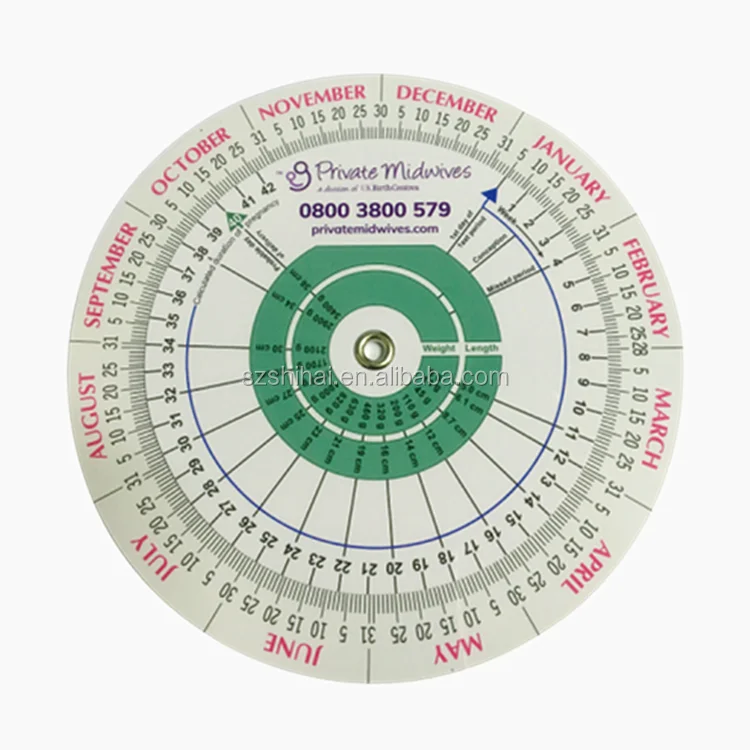 Promotional Plastic Round Medical Due Date Disc Calculator