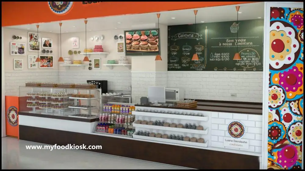 Delicous sweet pastry cookies kiosk chocolate cake shop design
