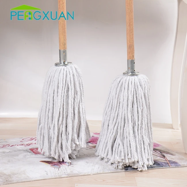 White Cotton Mop with PVC Coated Handle - Durable & Sustainable