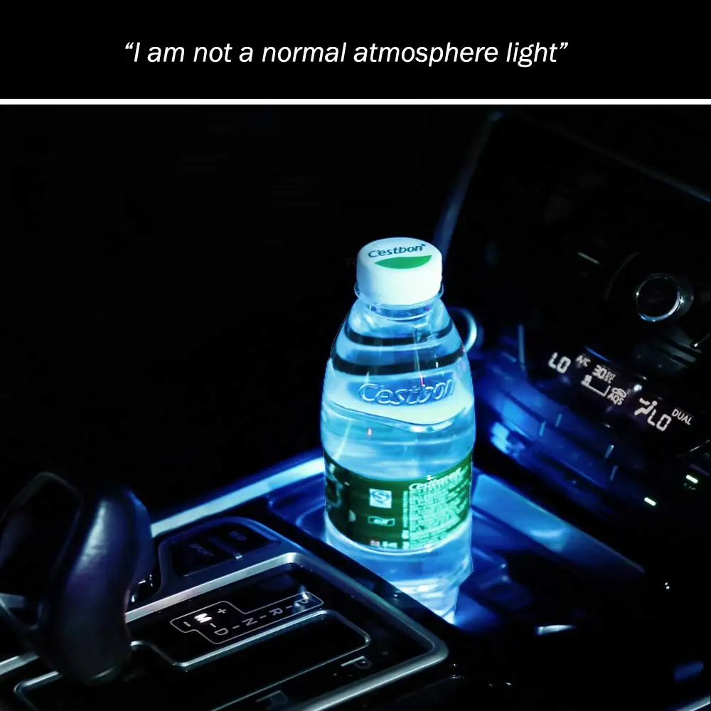 Car LED Cup Lights Personalized Custom Auto Brand Logo RGB 7 Colors ...