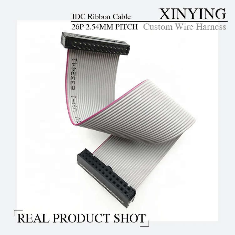 IDC Connector Cable 26P Gray Ribbon Flat AWG28 2.54mm Pitch Male to Female