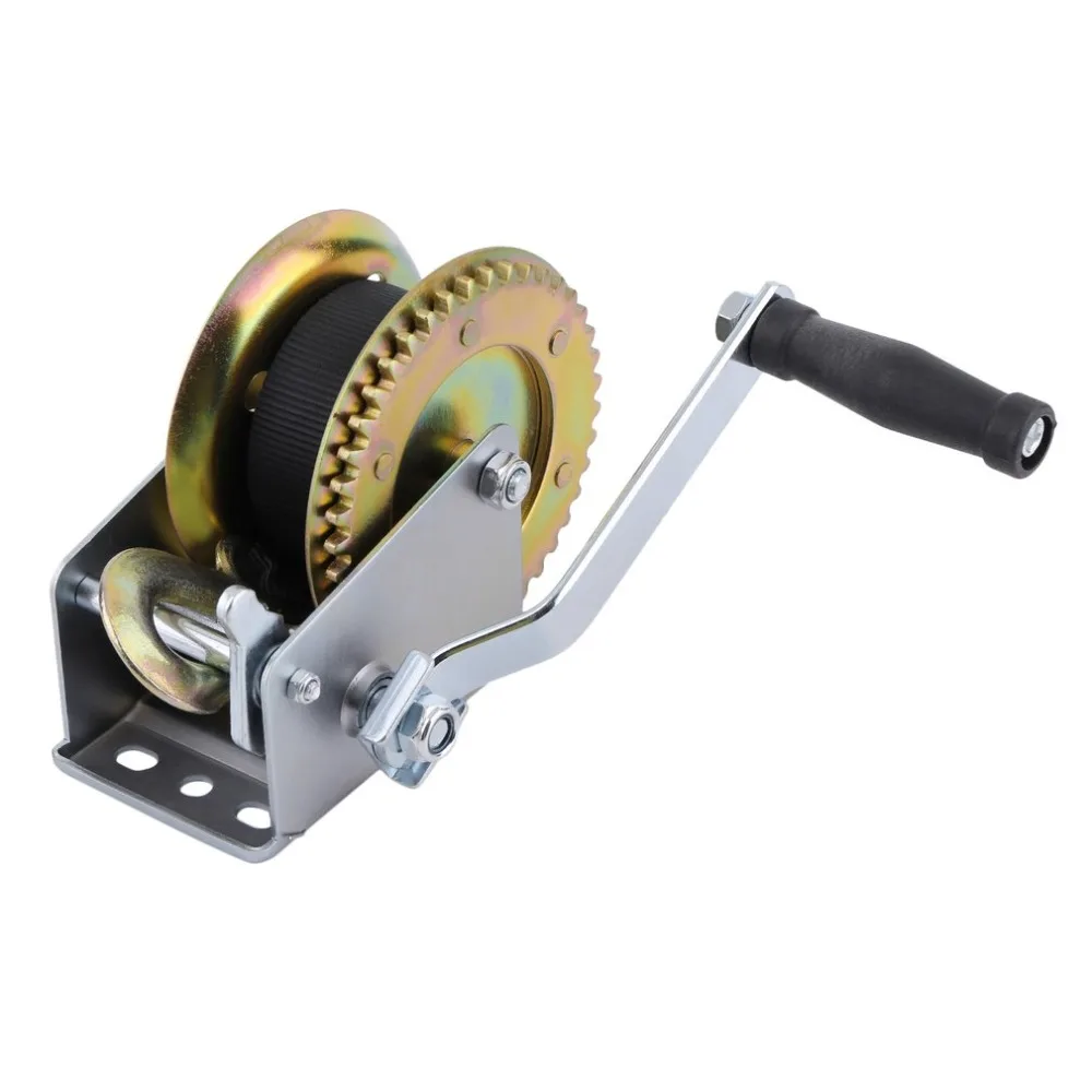 1200lbs Manual Hand Winch with 8m Black Strap and Cast Hook, Heavy Duty ...