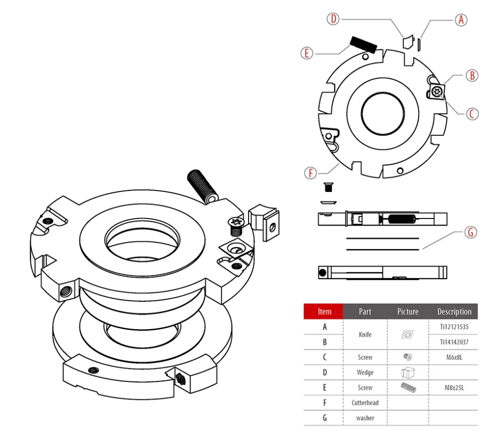 Livter Trimming Cutterhead For Cutting Different Groove Widths For ...