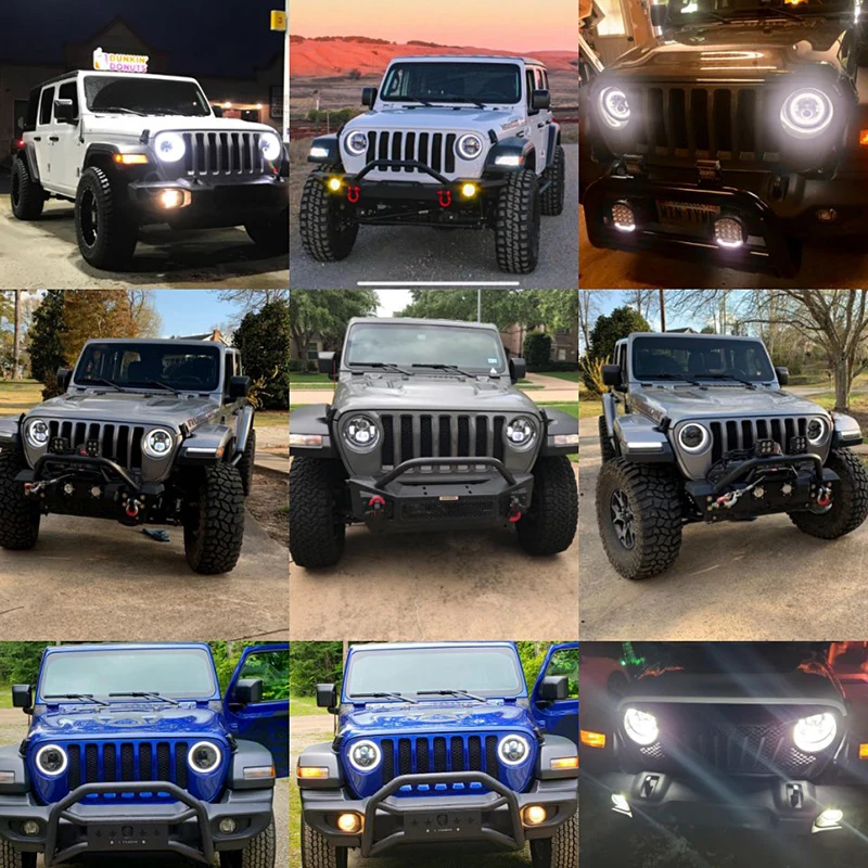 2 Pcs 9 Inch Round Headlamp Halo Drl For Jeep Wrangler Jl 2018 2019 ...