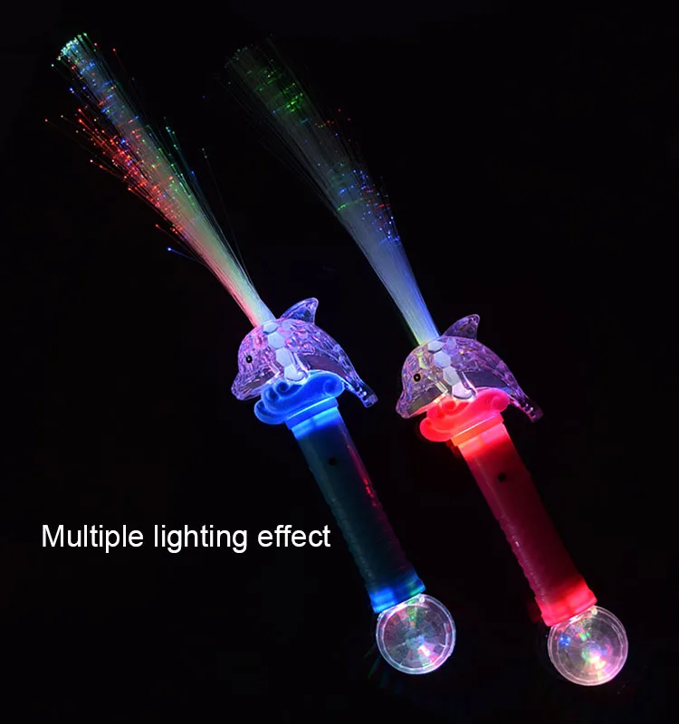 Fiber Optic Toy Wand - LED Dolphins Prism Ball Light Up
