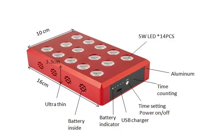 Low EMF LED Lights Therapy Lamp - 660nm 850nm No Flicker