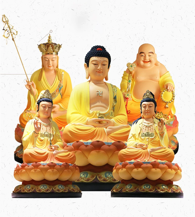 Resin As Buddha Three Sacred Buddha Statues Of The West Amitabha Buddha ...