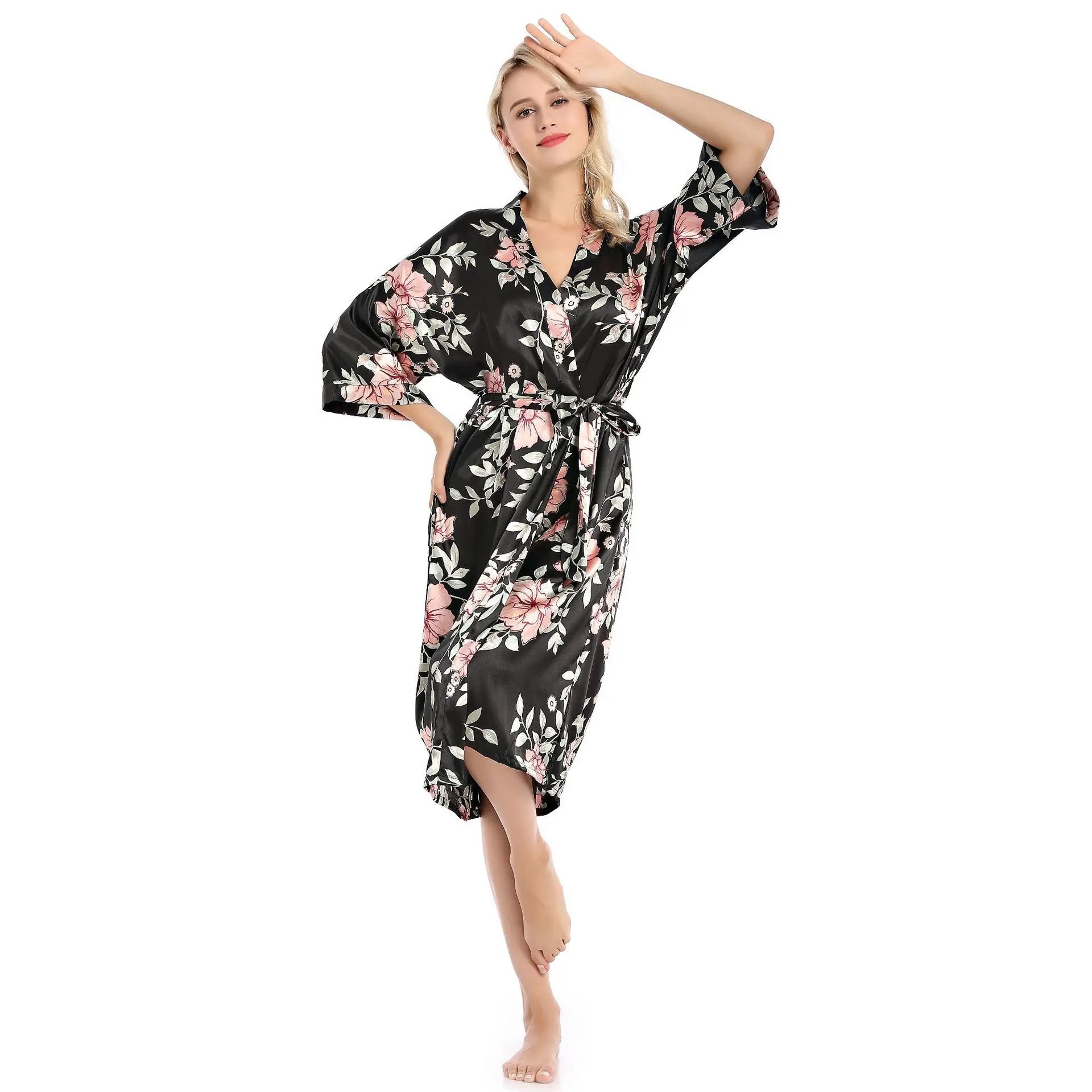 Pretty Steps 2024 Sexy Women Sleepwear Three Quarter Sleeve Black Color