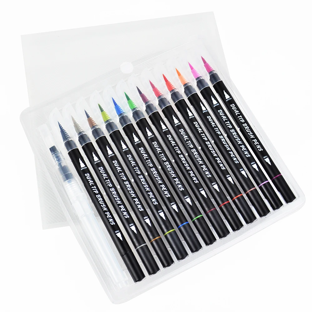 12 Piece Pack Dual Tip Calligraphy Brush Marker Pens| Alibaba.com