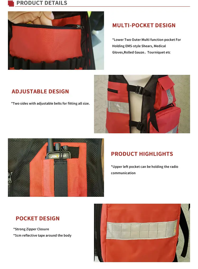 Red First Aid Ems Response Hi Visibility Paramedic Ambulance Rescue ...