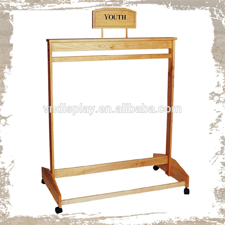 Double Side Wooden Display Racks With Wheels T-shirt Polo Shop,Clothing ...
