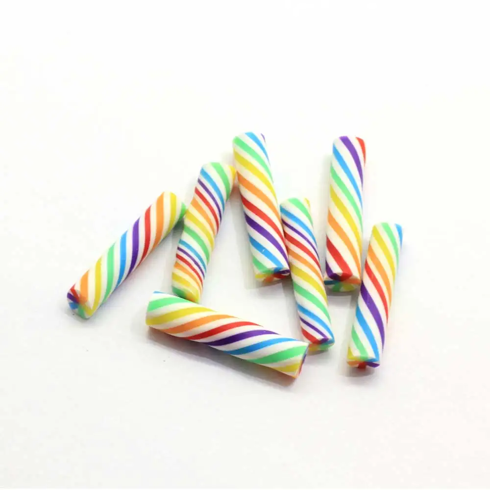 Miniature Candy Clay Cane Rainbow Swirl Candy Polymer Clay Cane ...