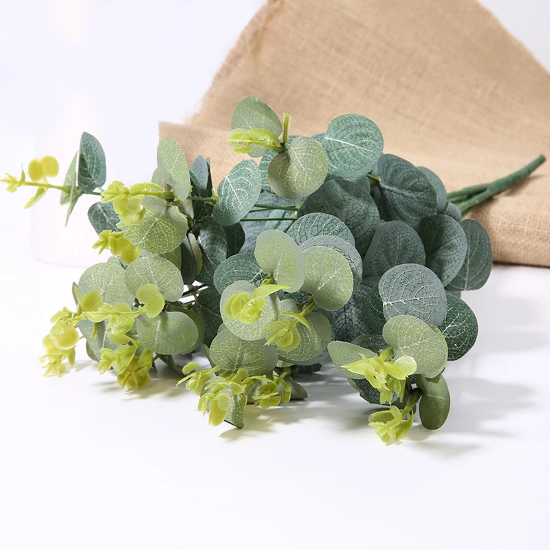 Artificial Plant Silk Eucalyptus Stem Faux Eucalyptus Leaf Branch Artifical Eucalyptus Leaves ...