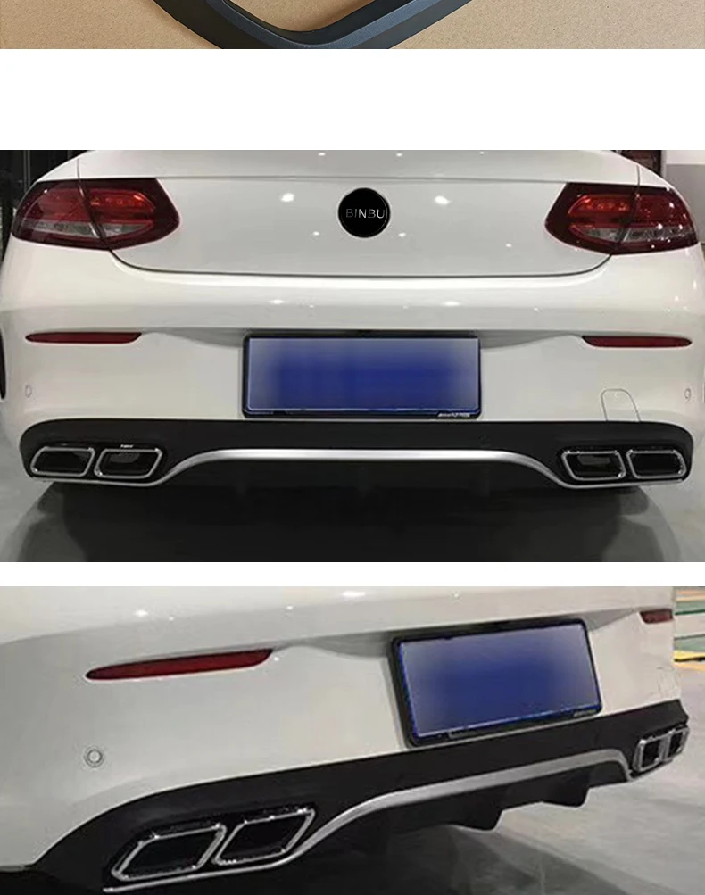For Benz C-class Sports W205 Coupe Post Diffuser Body Kit-rear Diffuser ...