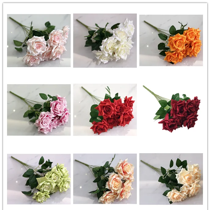 Hot Sale Velvet Rose Single Artificial Flower Real Touch Rose Flower ...