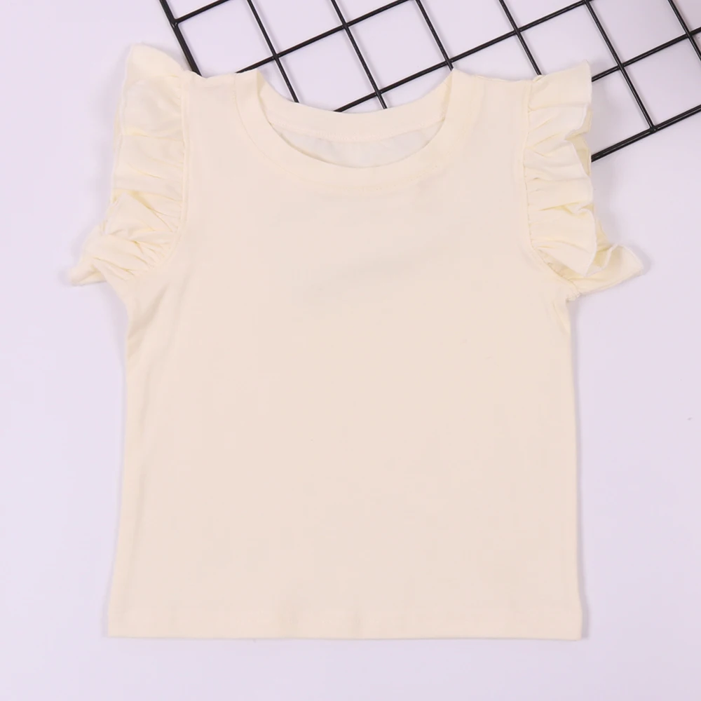 Toddlers Ruffle Tee Shirts Plain Baby Kids Causal Top Shirts Solid ...