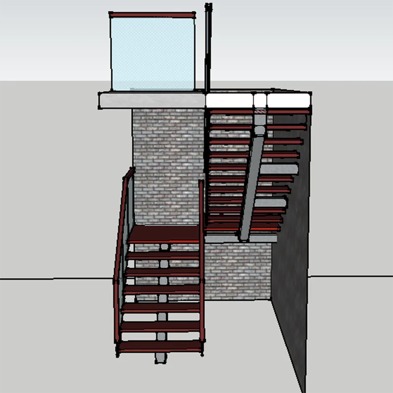 Cheap Price Mono Stringer Carbon Steel Wood Open Riser Winder Staircase